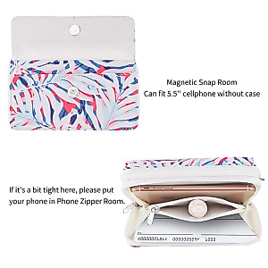 Women’s Double Zipper Clutch Wallet Cute Card Holder Ladies Purse with Wristlets and ID Window (Colored Leaves)