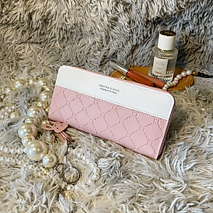 LCLWIN RFID Wallets for Women PU Leather Multi Credit Card Large Capacity Zip Around Clutch Travel Purse, 3.8 women's Day gifts…, Pink