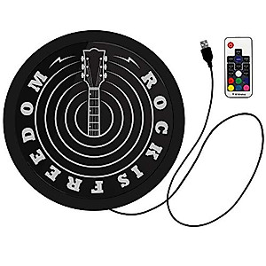 The Geeky Days Music Quote Rock is Freedom Guitar Studio Sign Multi-Color LED Lighting Neon Sign Wall Art Guitar LED Display Guitarist Man Cave Decor