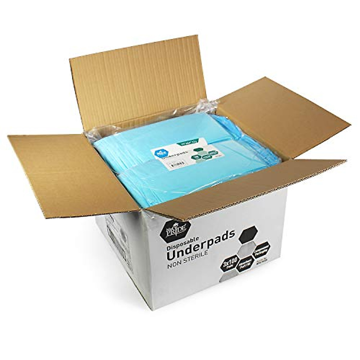 Medpride Disposable Underpads 17'' x 24'' (100-Count) Incontinence Pads, Bed Covers, Puppy Training | Thick, Super Absorbent Protection for Kids, Adults, Elderly | Liquid, Urine, Accidents