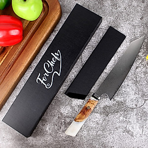 Kiritsuke Chef Knife 8'' ForChefs - 67 Layers Ultra-Sharp Damascus Steel Blade and White Wood Handle, KRT-002