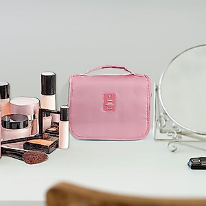 Aosivm Hanging toiletry bag for Women,makeup travel bag,with Jewelry Organizer Compartment,Large Cosmetic Bag Travel Organizer for Bathroom Shower Accessories (pink, Large)