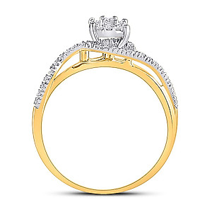 The Diamond Deal 10kt Yellow Gold Womens Round Diamond Solitaire Swirl Bridal Wedding Engagement Ring 1/5 Cttw