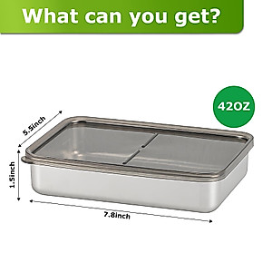 Cheese Container for Refrigerator, 2 Pack 304 Stainless Steel Airtight Deli Meat Storage Containers with Lids for Fridge, Dishwasher Safe Food Storage Containers Fridge Organizers and Storage(42 OZ)