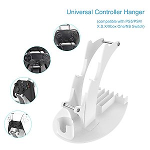 JOYTORN Controller Stand Holder for P5 Dualsense,Game Disc/Controller/Headphone Storage Rack for Xbox Series X|S,P5,Switch-White