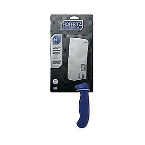 Hoffritz Commercial German Steel Cleaver Knife with Non-Slip Handle for Home and Professional Use, 6-Inch, Navy
