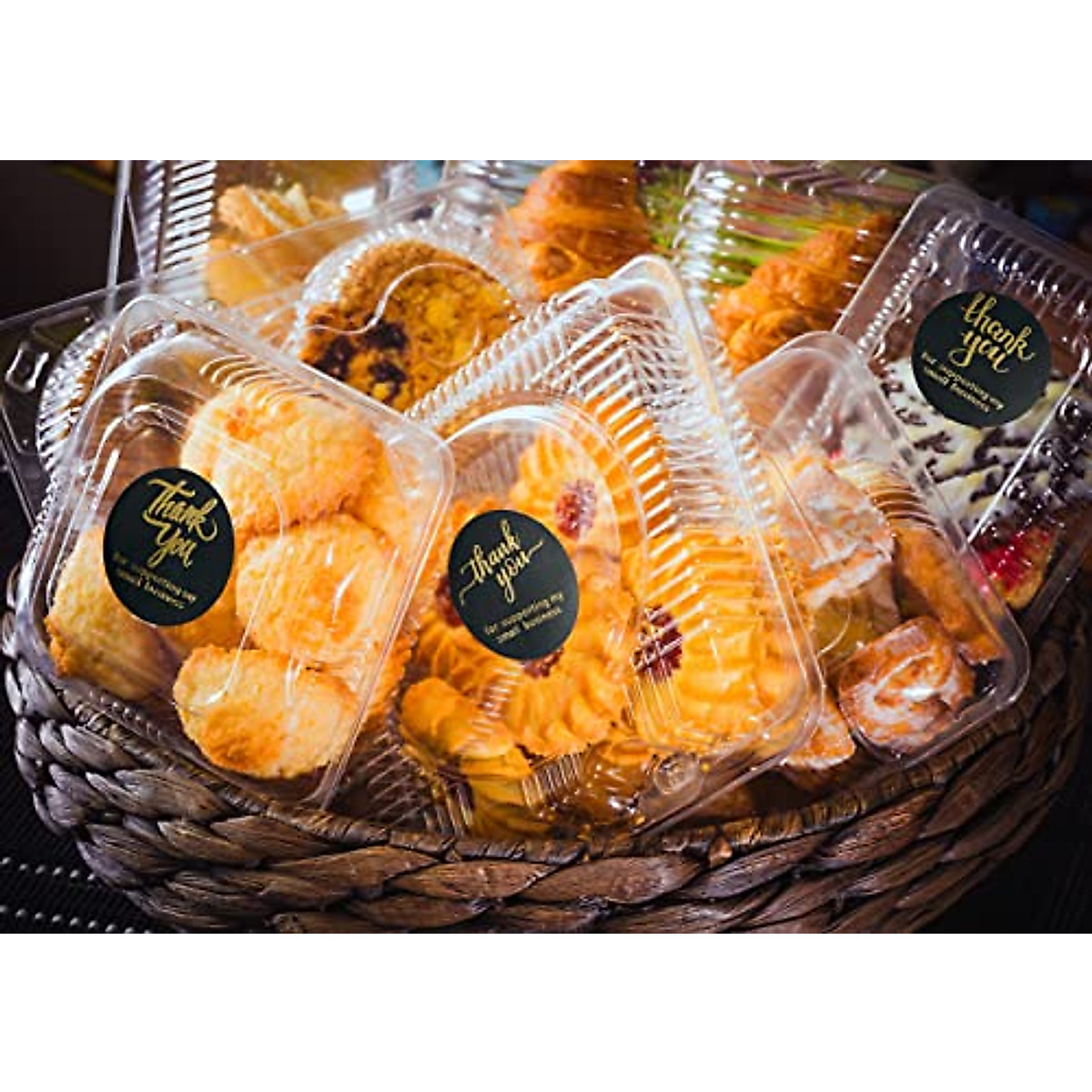 2 Inch Thank You Stickers Small Business - 500 Round Labels with 4 Designs – Black Stickers Roll with Gold Font Thank You - Waterproof Packaging for Business Boutiques Retailers