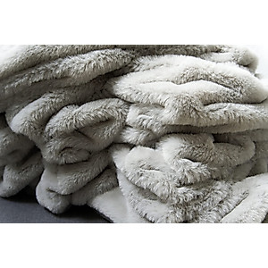 Mellowdy Faux Rabbit Fur Throw Blanket (Light Grey, 50x60) - Plush, Luxury, Silky, Fluffy Throw for Couch, Sofa, Bed, Loveseat, Home Décor