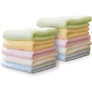 Yoofoss Luxury Bamboo Washcloths Towel Set 10 Pack Baby Wash Cloth for Bathroom-Hotel-Spa-Kitchen Multi-Purpose Fingertip Towels and Face Cloths 10'' x 10''