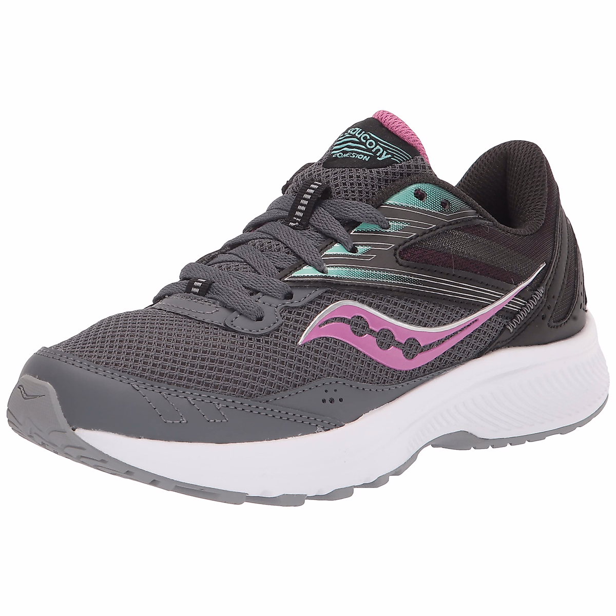 Saucony Women's Cohesion 15 Running Shoe, Shadow/Razzle, 9