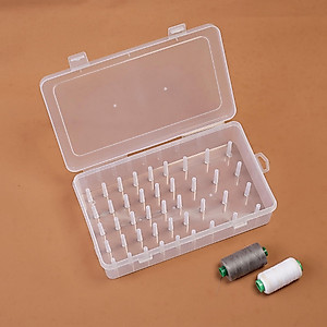 42 Slots Empty Sewing Satchel Organizer Trays - Super Durable Plastic Storage Box Case, Art Embroidery With Holder Bin | Container for Thread Spools & Others Easily Fit Your Crafting Machine Workspace