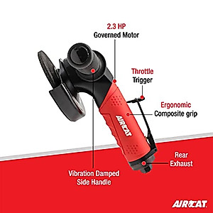 AIRCAT Pneumatic Tools 6380: 2.3 HP 5-Inch Heavy Duty Angle Grinder 12,000 RPM