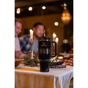 Stanley Quencher H2.0 Tumbler with Handle and Straw 40 oz | Flowstate 3-Position Lid | Cup Holder Compatible for Travel | Insulated Stainless Steel Cup | BPA-Free | Black Gloss Deco