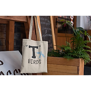 T Birds Canvas Tote Bag for Women, Cloth Bag Tbird Gang Logo Graphic Tees Black 15x15 inches