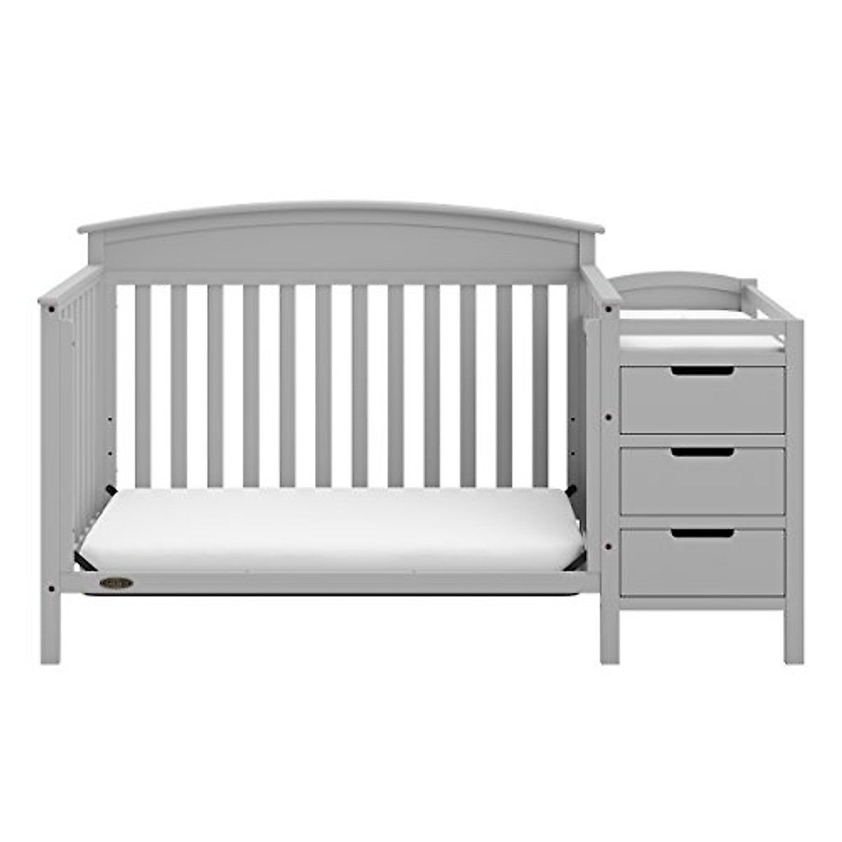 Graco Benton 5-in-1 Convertible Crib and Changer (Pebble Gray) – Crib and Changing Table Combo, Includes Water-Resistant Changing Pad, 3 Drawers, Converts to Toddler Bed, Daybed and Full-Size Bed