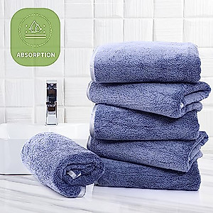 Cosy Family Ultra Soft Microfiber Absorbent Hand Towel Set of 6 - Silk Hemming Towels for Bathroom - Quick Drying - Perfect for Bath, Fitness, Gym, Shower, Hotel, and Spa - 16x28 Inch, Light Teal