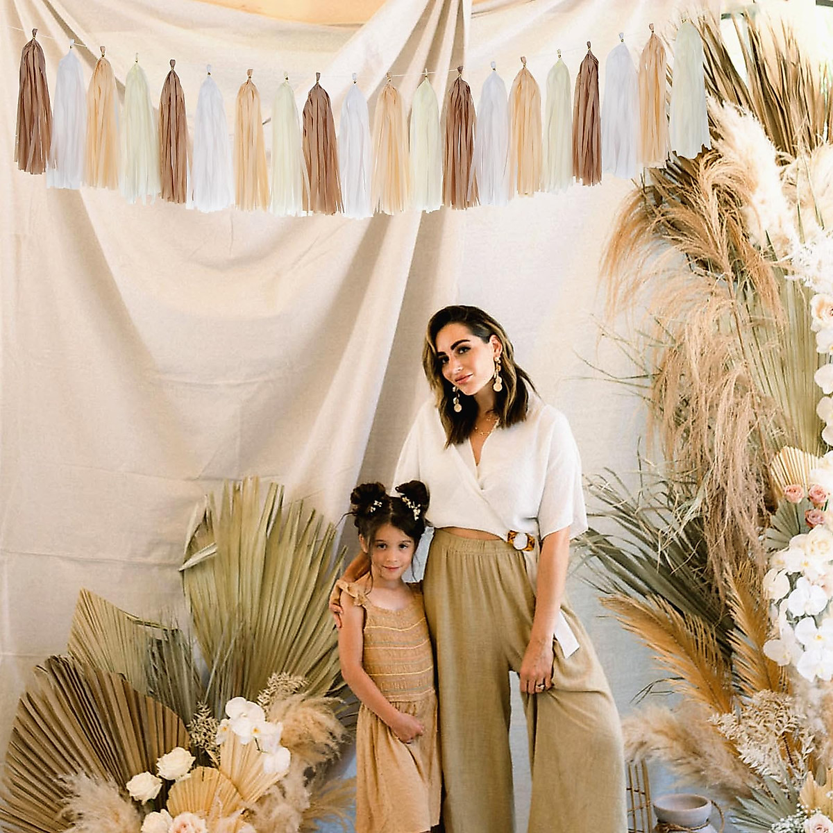 Boho Rainbow Baby-Shower Party-Decorations Tassel-Garland - 20pcs Neutral Birthday Wedding Bridal Tassels, White Brown Champagne Banner Streamers, Engagement Bachelorette Christmas Decor Panduola