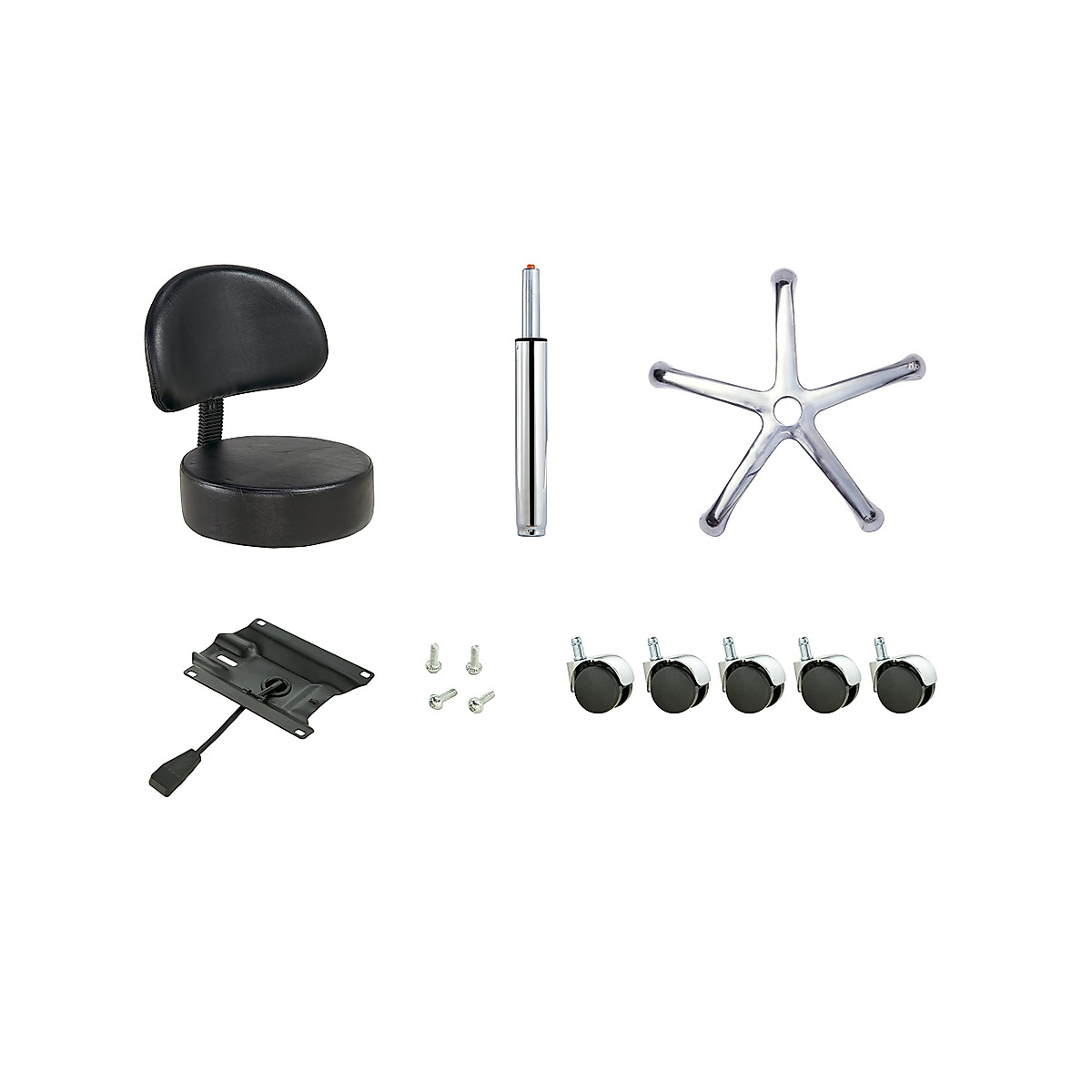 Lilfurni Swivel Rolling Stool Round Chair,Thick Sturdy Padding,Adjustable Stool with Wheels for Doctor,Medical,Massage Salon,Office,Shop(Black) (with Back, Black)