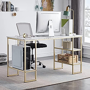 ivinta Computer Desk with Shelves White Desk Office Desk with CPU Stand Vanity Desk with Storage Modern Gaming Desk Study Writing Laptop Table