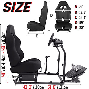 Minneer Simulator Driving Cockpit Frame with Seat Compatible with Logitech G25G27G29G920 Adjustable Racing Wheel Stand Fit for PC/Xbox/PS4 Gaming Steering Stand,Wheel and Pedals Not Include