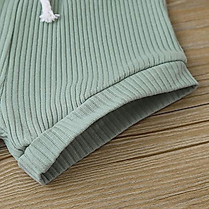 Amuhou Unisex Baby Short Sleeve T-shirts and Shorts Sets Stripe for Newborn Infant Toddler Boy Girls (White/Light Green, 0-6 Months)