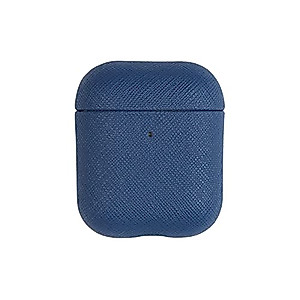 THEIMPRINT Saffiano Vegan Leather AirPods Case Cover Gen 1/2 - Compatible with Apple AirPods 1st & 2nd Generation Charging Case, Black Colour