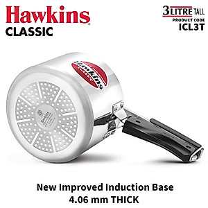 HAWKINS 3 Litre Classic Pressure Cooker, Induction Inner Lid Cooker, Tall Design Pan Cooker, Best Cooker, Silver (ICL3T)
