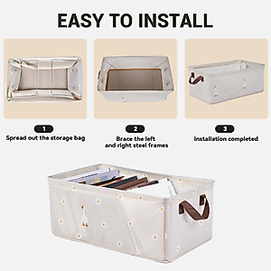 DAYARD Fabric Storage Bins with Metal Frame, Large Storage Baskets for Closet Organizing, Rectangle 1-Pack, Yellow Duck