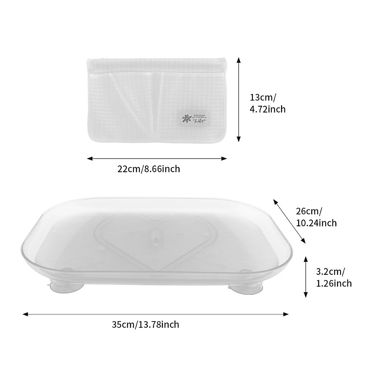 Fridge Lazy Susan Organizer, Fridge Organization, Clear Lazy Susan Turntable Rack with Fridge Hanging Mesh Bag and Suction Cup, Kitchen Cabinet Turntable Organizer