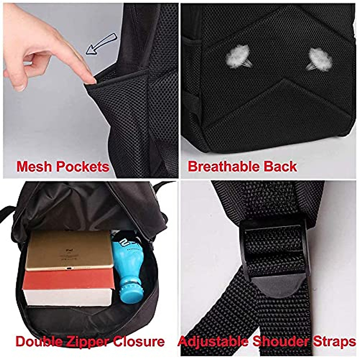 D-WOLVES Fast Motorcycle Backpack for Girls Boys College Student, Fire Motorbike With Skyscrapers Night Lightweight Bookbag Casual Hiking Daypack, Perfect for School Travel Library Outdoor Gym