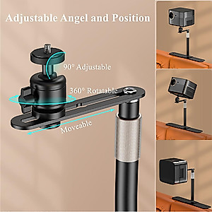 Plug-in Projector Stand Bedside Sofa Projector Mount Base Ballhead 360 Degree Adjustable Table Side Projector Bracket Holder for Nebula XGIMI VANKYO Jinhoo AuKing Epson and Most Video Projectors