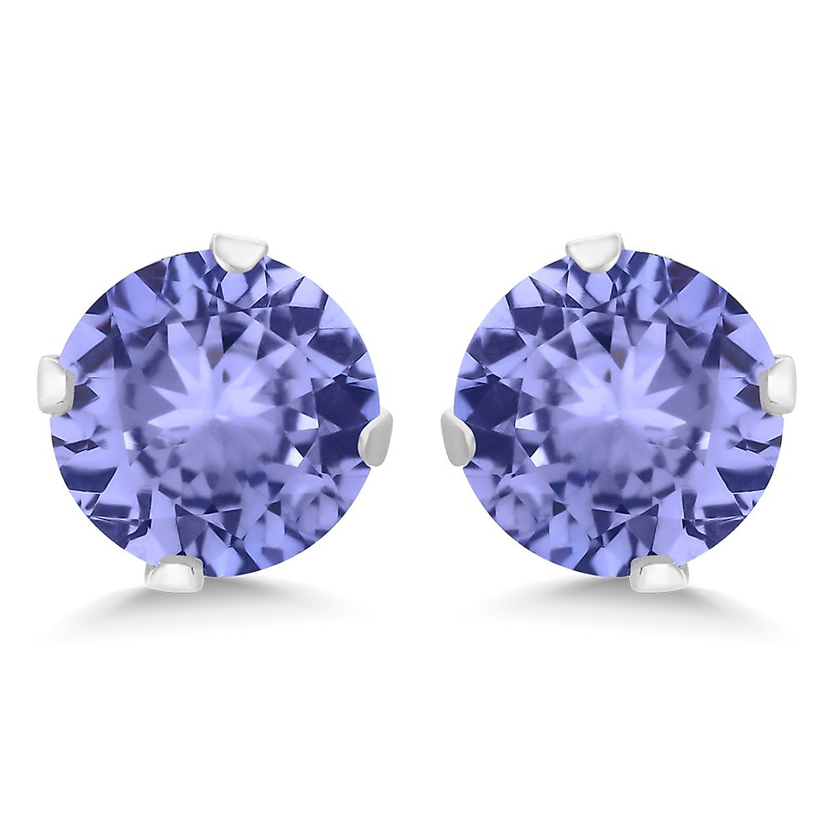 Gem Stone King 925 Sterling Silver Round Tanzanite Stud Earrings For Women (1.50 Cttw, Gemstone Birthstone, Round 5.5MM)