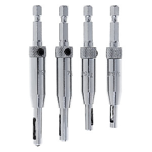CLAHJQX 4pcs Self Centering Hinge Drill Bit Set, Door Window Hinge Perforator Hexagon Drill Locating Shaped Drilling Kit for Woodworking Punching 5/64" 7/64" 9/64" 11/64"