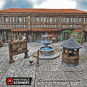 3DEGOS Town Square City Furniture DND Terrain 28mm for Dungeons and Dragons, D&D, Pathfinder, Warhammer 40k, RPG, Miniatures, Age of Sigmar, Tabletop, D and D, Dungeons and Dragons Gifts