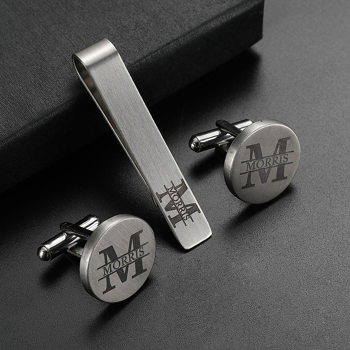 ZUNON Father of The Bride Cufflinks & Tie clips Father of The Bride Gifts I Loved You First Wedding Tie Clips Bar Tack (Cufflinks & tie clip)