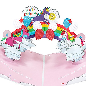 WRAPAHOLIC Pop Up Birthday Card - 3D Popup Card Glitter Rainbow Unicorn - 5.9 Inch x 7.9 Inch