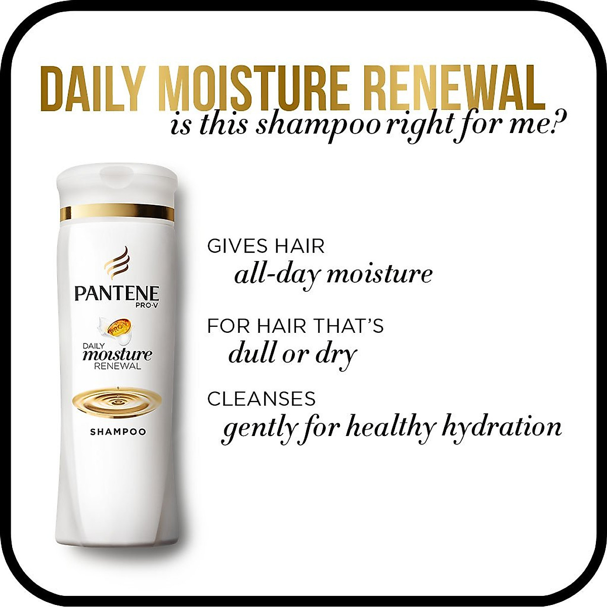 Pantene Pro-V Shampoo, Daily Moisture Renewal, 12.6 Ounce