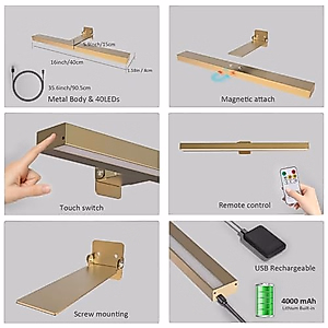 MIOBLUE Wireless Picture Lights with Remote, Recgargeable Battery Painting Light Display Lamp with 3 Lighting Modes, Dimmable Dartboard Light with Timer for Frame Portrait Art, Metal Body