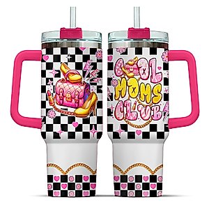 99OWL Women Simple Be Eleven Mama Mother Tumblers To Handle Stainless Cup Coffee Primrose Momma, Cool Moms Checked Fashion, Cool Moms Club Gifts, Tumbler 40 Oz With Handle Lid And Straw