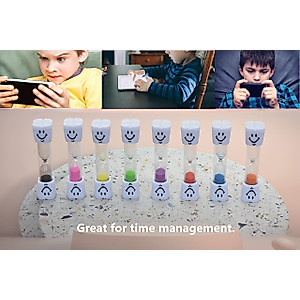 Yuronam 2 Minute Sand Timer Set, 8 Pack Colorful Smiley Hourglass Timers for Kids Proper Tooth Brushing