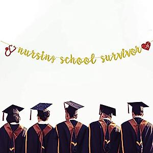 Nursing School Survivor Banner, Congrats Nurse/RN Grad Party Decor Party Decorations Supplies