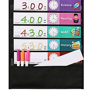Mr. Pen- Daily Schedule Pocket Charts, 13+1 Pocket, 26 Double Sided Reusable Cards(13 Colored+13 Blanked), 12.8”x35” Pocket Chart for Classroom, Classroom Pocket Chart, Classroom Schedule Pocket Chart