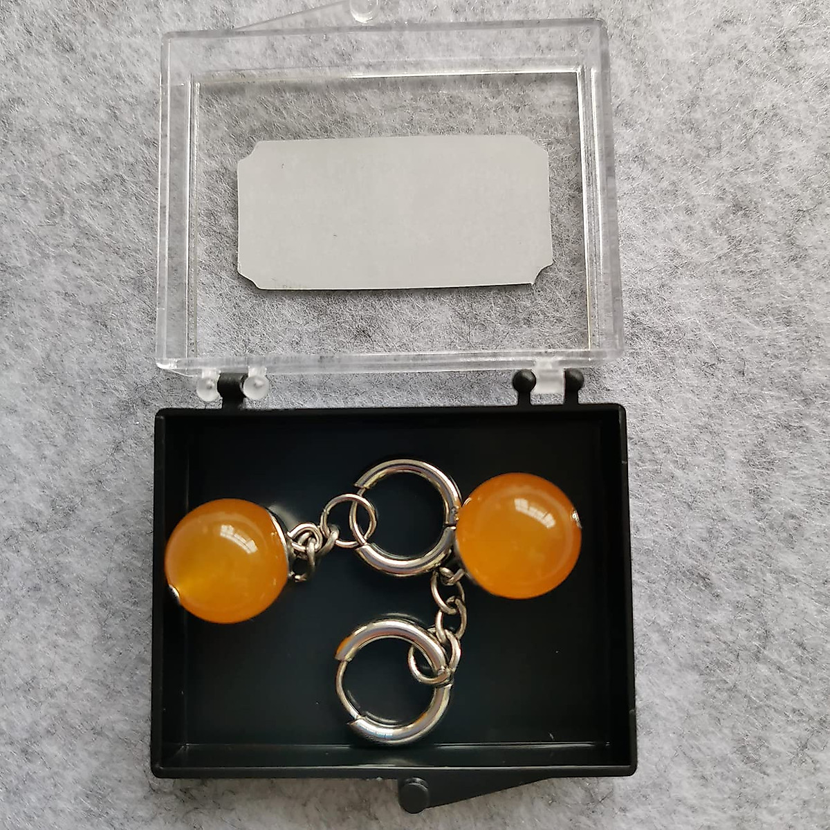 1 Pair of Anime Cartoon Vegetto Potara Ball Black Son Goku Zamasu Cos Stainless Steel Earrings Ear Clip Cuff (Pair pierced yellow)