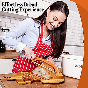 US Designed - Hand Crafted Wooden Bread Bow Knife - Acacia Wood Cutting Board - Bread Saw - Sourdough Bread Knife for Homemade Bread with Linen Storage Bag- Bread Knife Wooden Bread Cutting Board