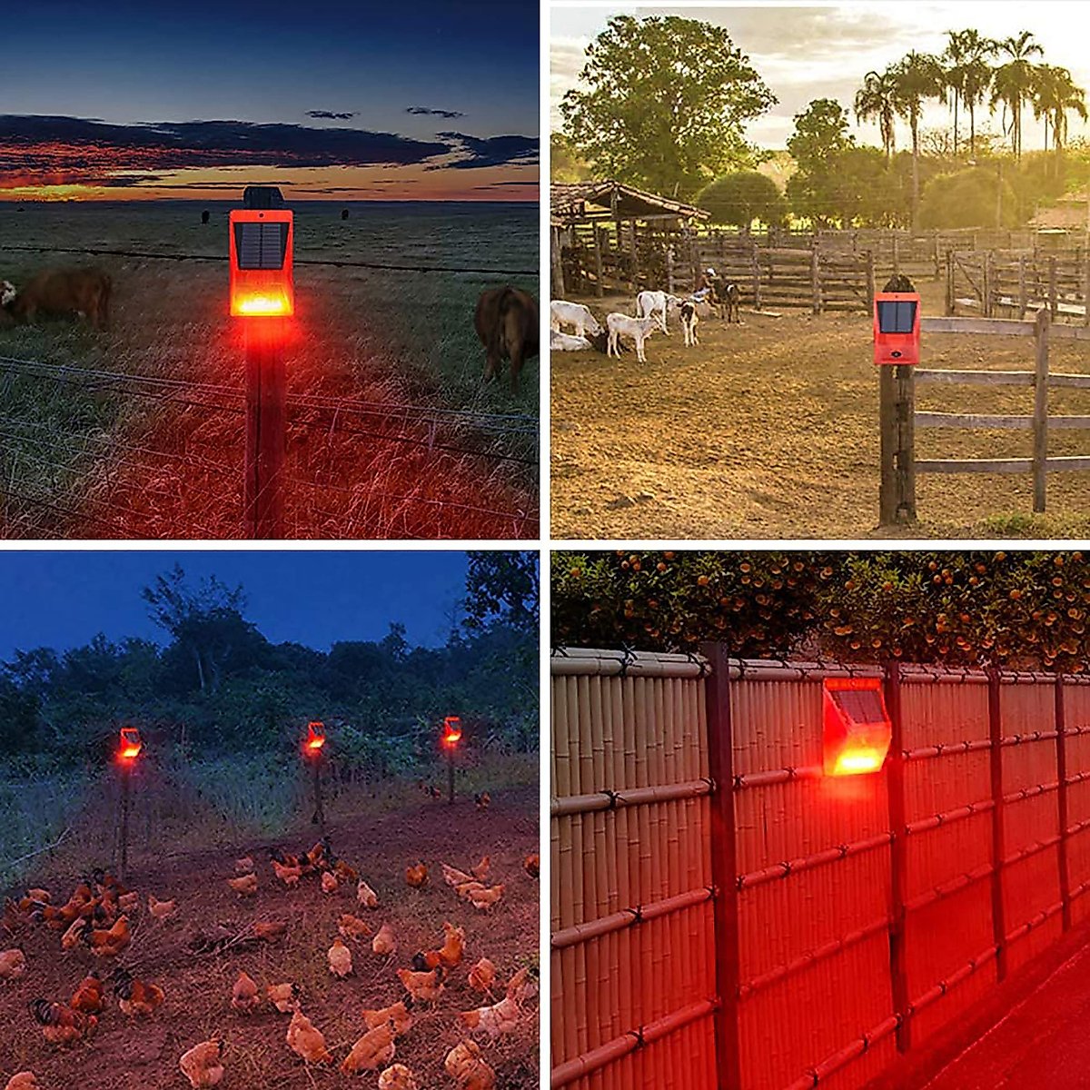 Solar Sound & Light Alarm Motion Sensor: Comboss Solar Strobe Light with Remote Controller, 129 Decibels Siren Sound Alert & 8LEDs Flash Warning Strobe Security Alarm System for Farm Villa - 2 Pack