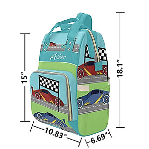 Race Car Personalized Diaper Bag Backpack Tote with Name,Custom Travel Nappy Mommy Bag Backpack
