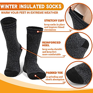 Welwoos Heated Thermal Socks for Men & Women Warm Winter Ski Thick Boot Insulated Gift Stocking Stuffers Socks 3 Pairs (Stripe A,M)