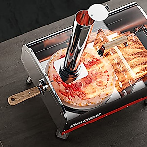 Pizza Oven, Obqer Portable Outdoor Pizza and Grill Oven Gas, Wood Fired Pizza Maker Stainless Steel Foldable Pizza Ovens with Gas Burner, Pizzas Peel, Stone,Scoop,Carry Cover Bag (Black)