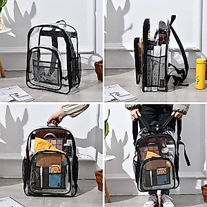 FEWOFJ Heavy Duty Clear Backpack, Large PVC Plastic See Through School Bookbag Transparent Casual Daypacks for Men Women