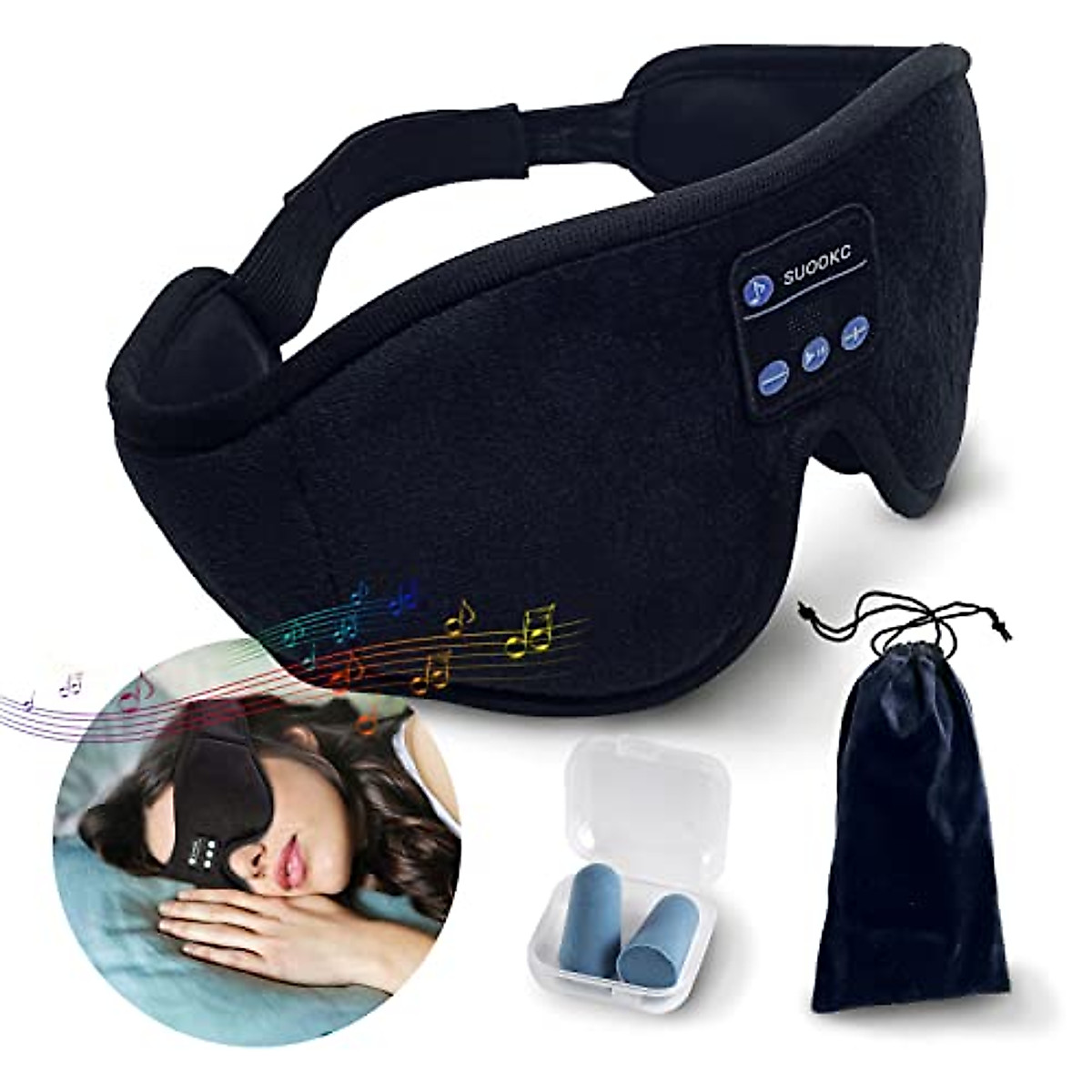 Sleep Mask Bluetooth Headphones Sleep Headphones 3D Bluetooth Sleep Mask White Noise Machine Wireless Music Weighted Headphones Great Eye Relaxation Gifts for Men and Women